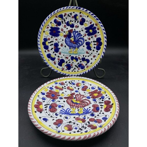 Deruta | Accents | Lot 2 Deruta Galletto Orvieto Red Blue Singing ...